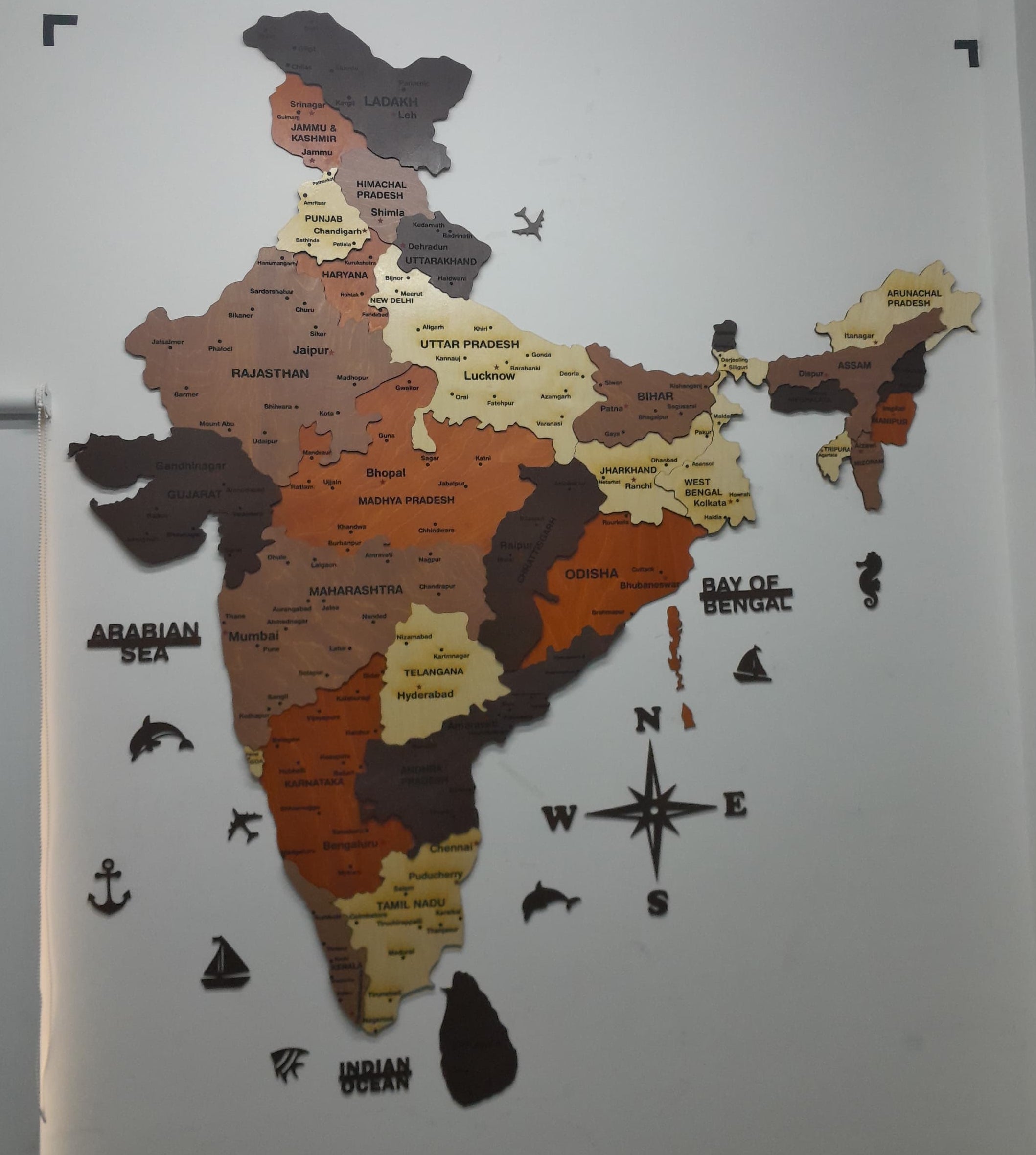 Load image into Gallery viewer, 3D Wooden India Map-Multicolour